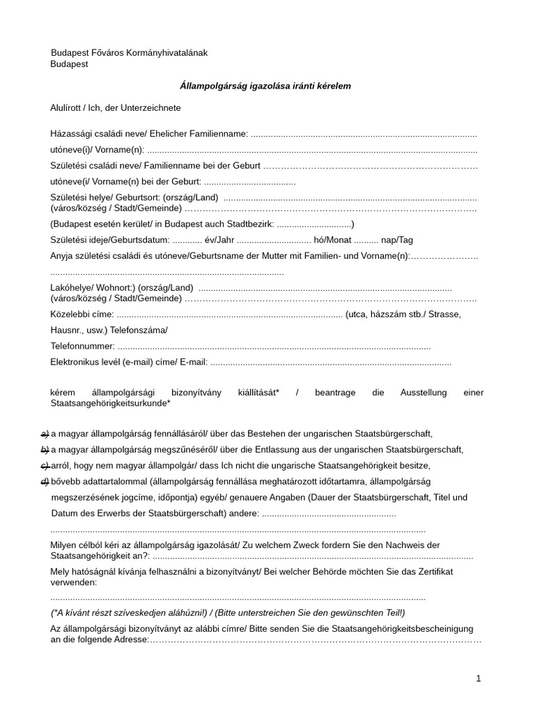 Antrag Auf Nachweis Der Staatsangehörigkeit | PDF