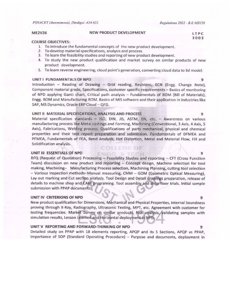 R2022 - NPD Syllabus | PDF