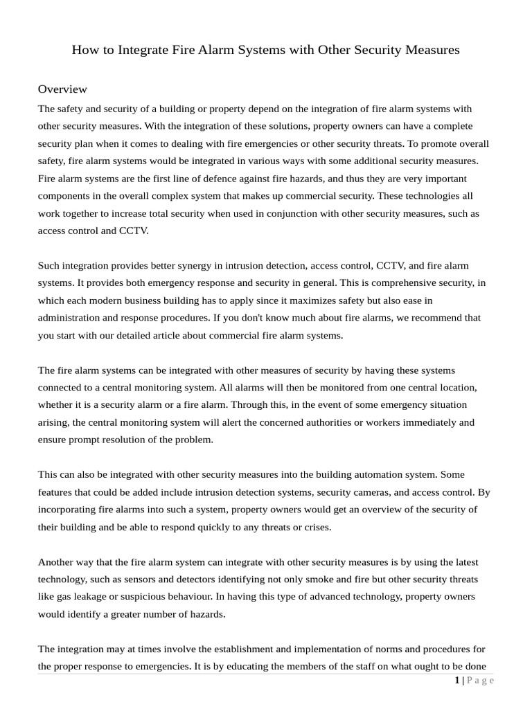 How To Integrate Fire Alarm Systems With Other Security Measures | PDF | Security Alarm | Securities