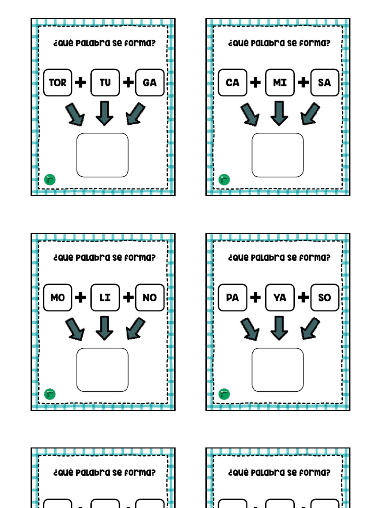 Tarjetas Formar Palabras Trisilabas | PDF