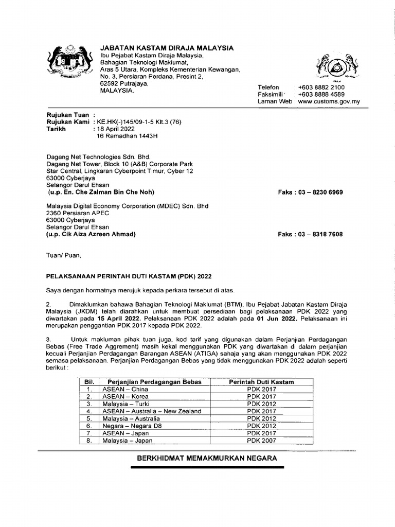 2022-04-18 Surat Pelaksanaan PDK | PDF