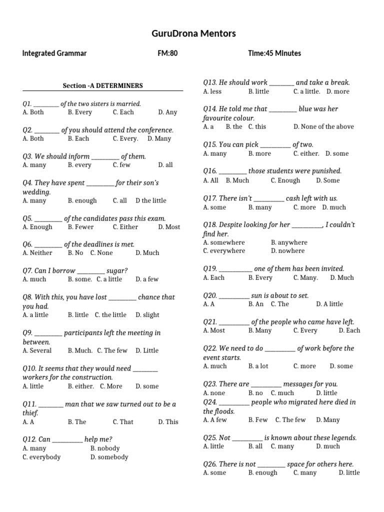 Integrated Grammar Exercises for Class 9 | PDF