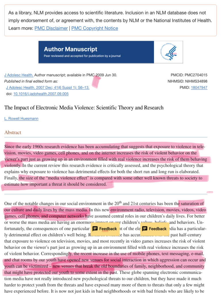 Media Psychology Case Study | PDF | Violence | Aggression