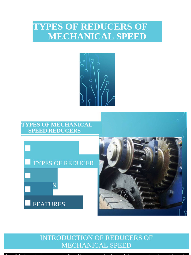Types of mechanical speed reducers | PDF | Gear | Manufactured Goods