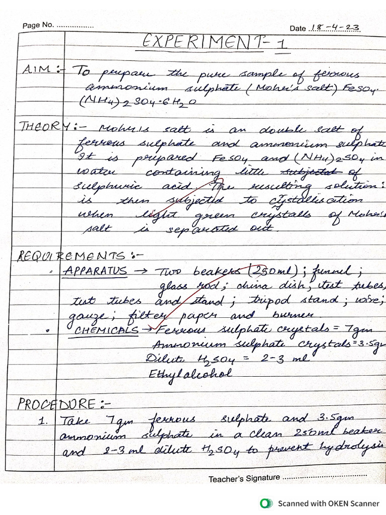 Chemistry Practical | PDF