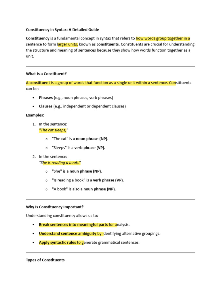 Constituency | PDF | Phrase | Syntax
