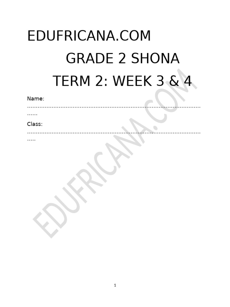 Primary School Grade 2 Shona Week 3 and 4 | PDF