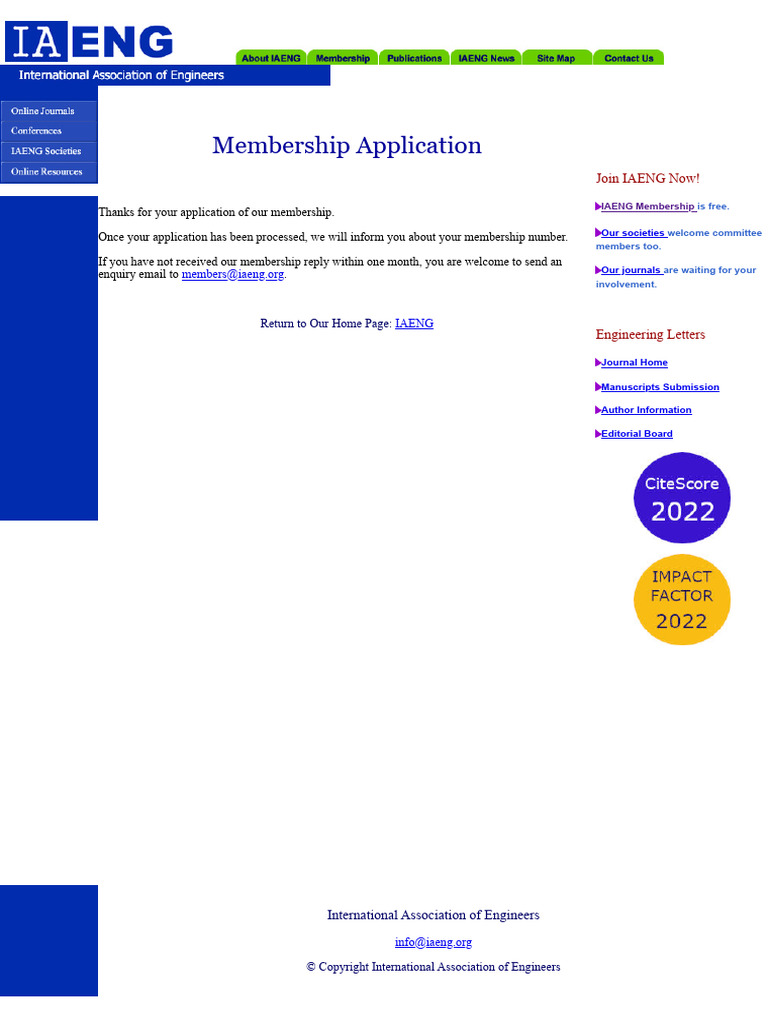 Welcome To IAENG (International Association of Engineers) ! | PDF