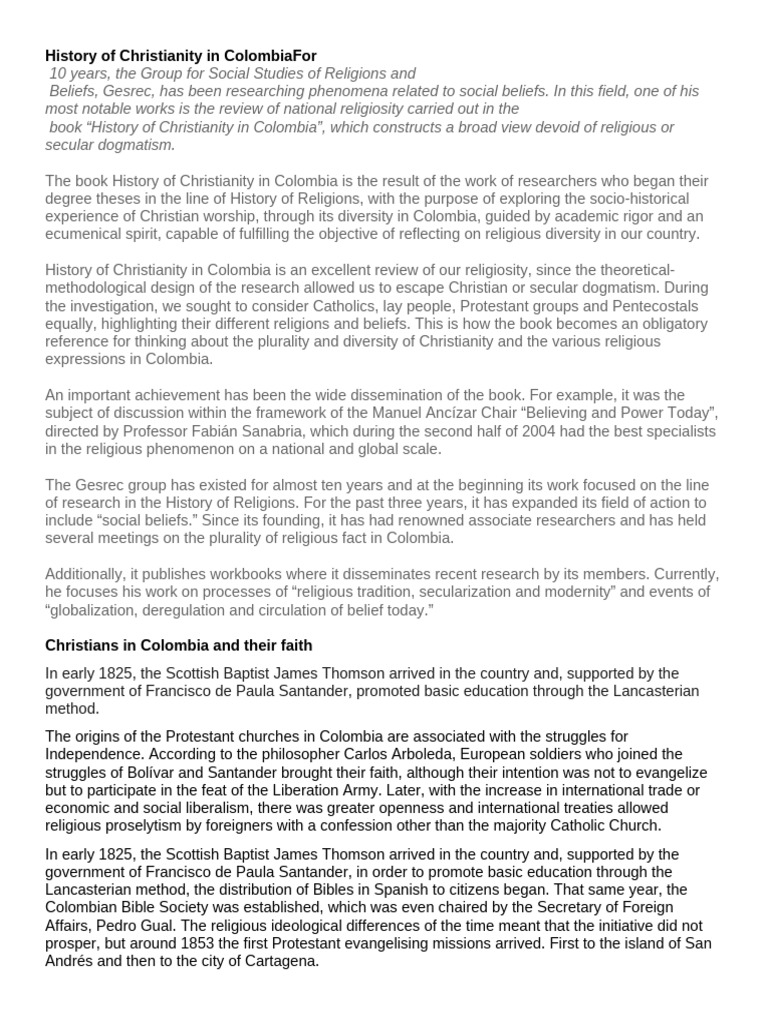 Christianity's Evolution in Colombia | PDF | Evangelicalism | Protestantism