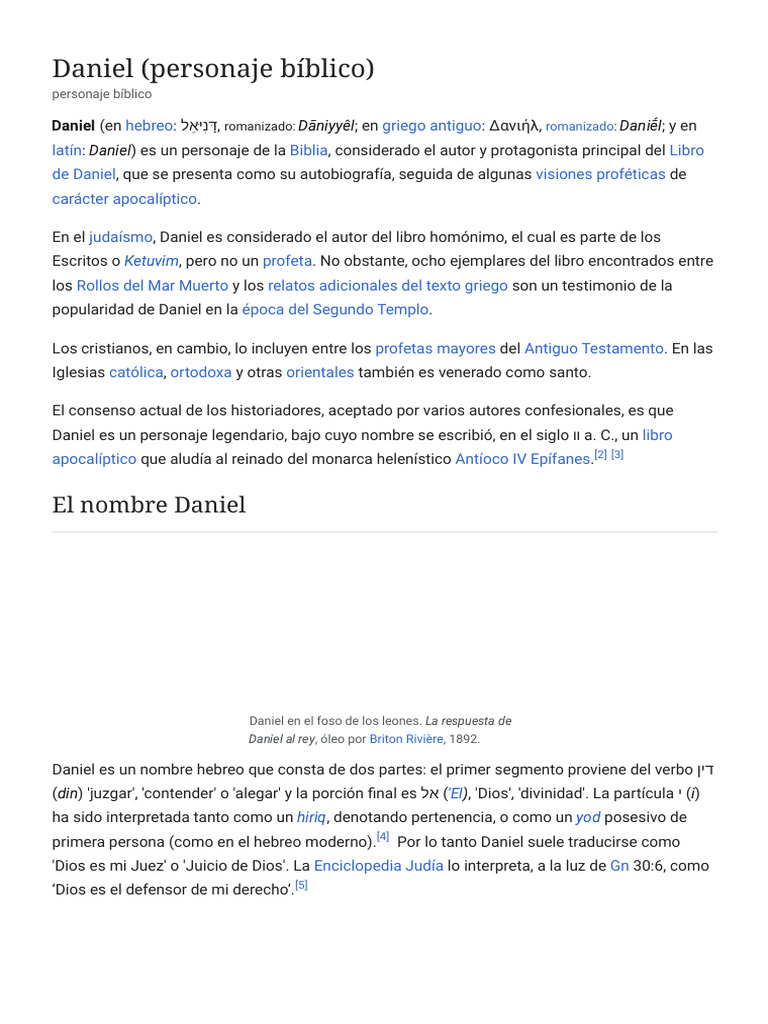 Daniel (Personaje Bíblico) - Wikipedia, La Enciclopedia Libre | PDF ...