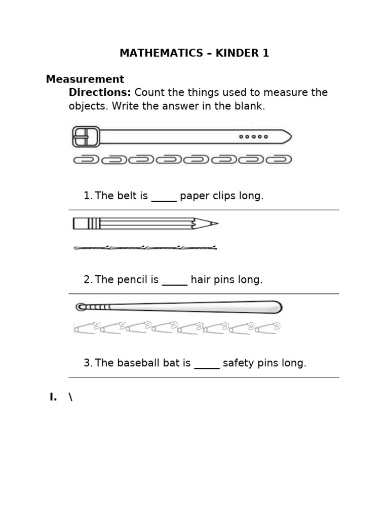 Mathematics Kinder Measurement | PDF
