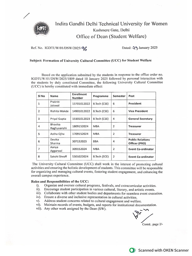 Formation of UCC Igdtuw | PDF