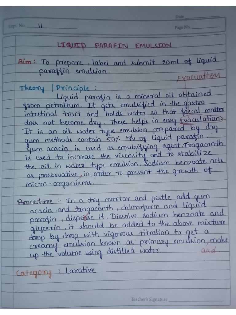 Liquid Paraffin Emulsion | PDF