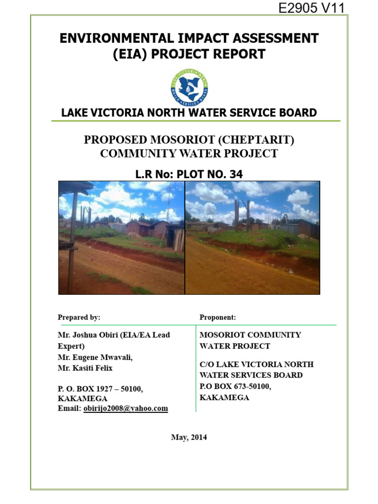 EIA Report for Mosoriot Water Project | PDF | Environmental Impact ...