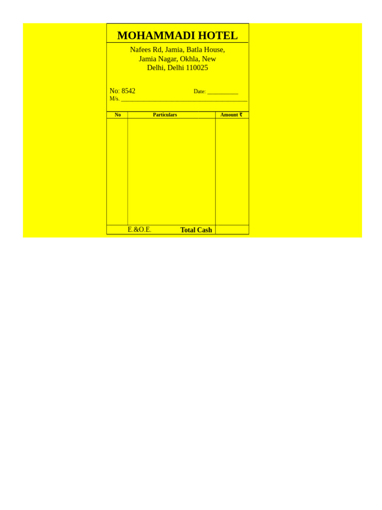 Food Bill Format | PDF