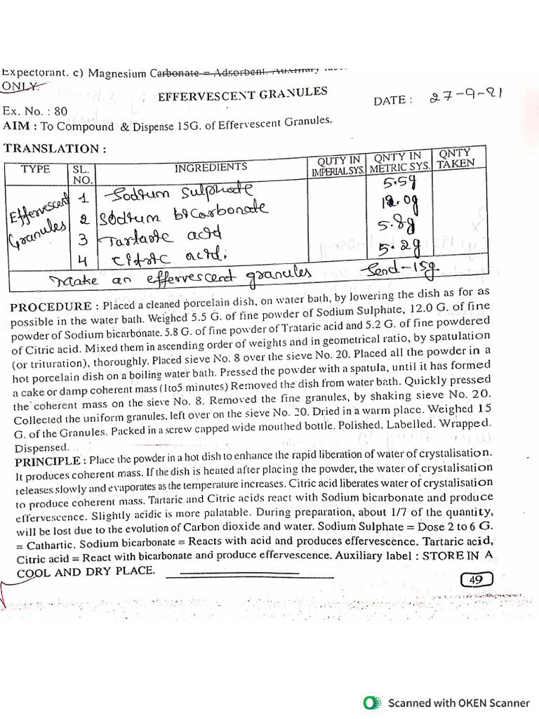 Effervescent Granules | PDF
