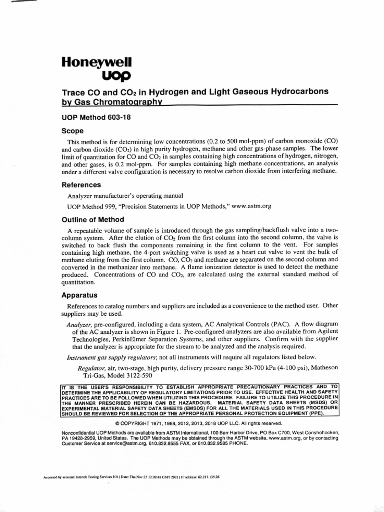 UOP Method 603-18 | PDF