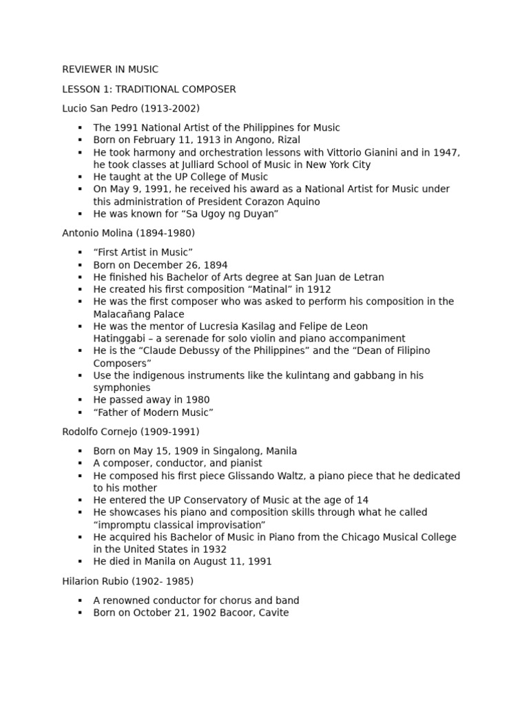 REVIEWER IN MUSIC | PDF | Musicology | Performing Arts