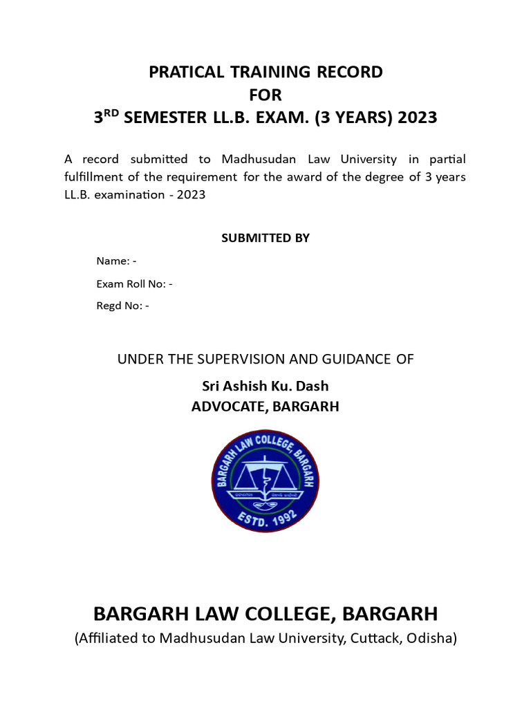 Pratical Training Record | PDF | Lawyer | Advocate