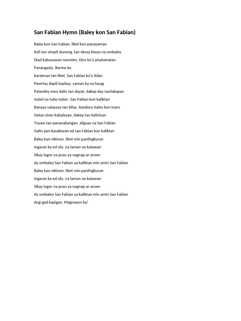 San Fabian Hymn | PDF