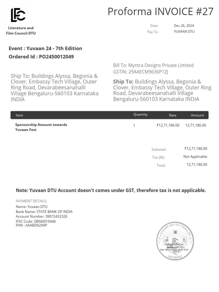 DTU Invoice PDF | PDF
