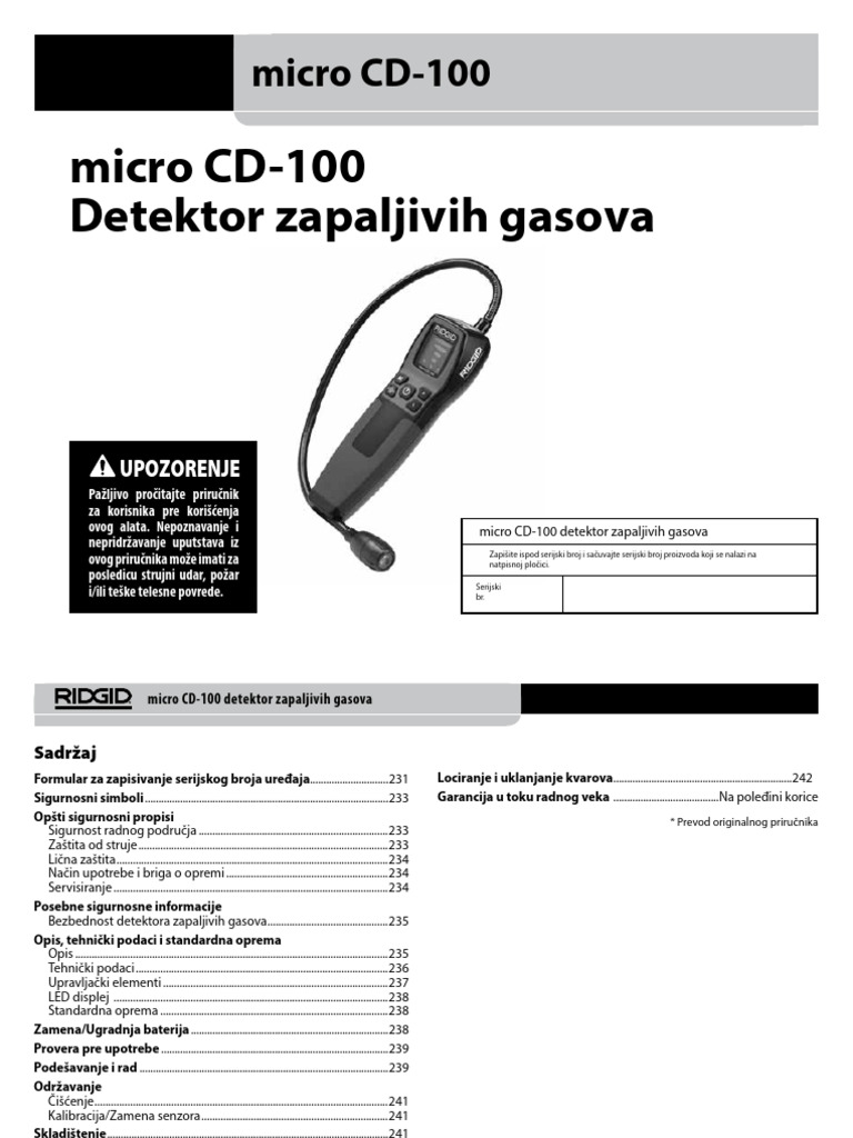Uputstvo Ridgid CD-100 | PDF