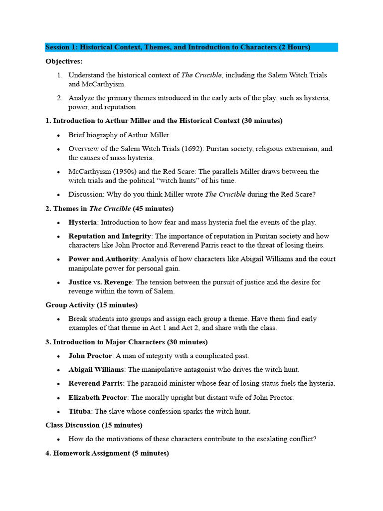 Part 1 of The Crucible | PDF