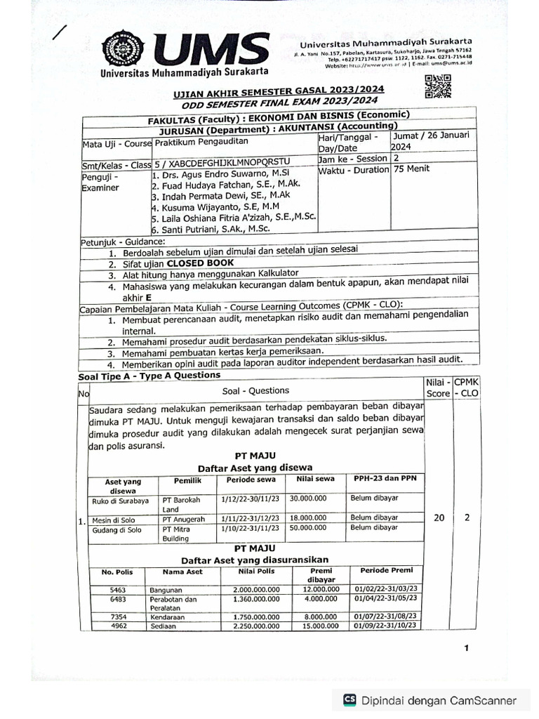 PRAKTIK AUDIT UAS 20232024 | PDF