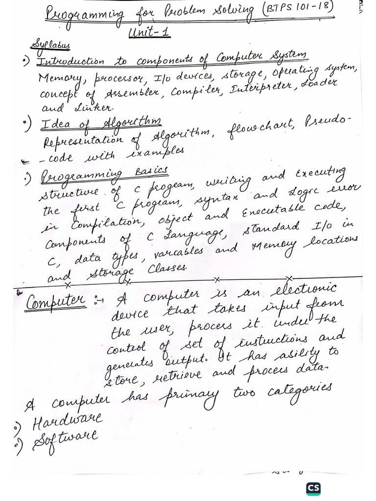 Pps Classnotes Unit 1 | PDF