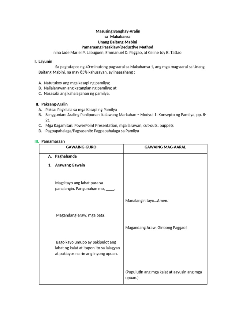 Template-Detailed-Lesson-Plan - DEDUCTIVE METHOD FINAL Version | PDF