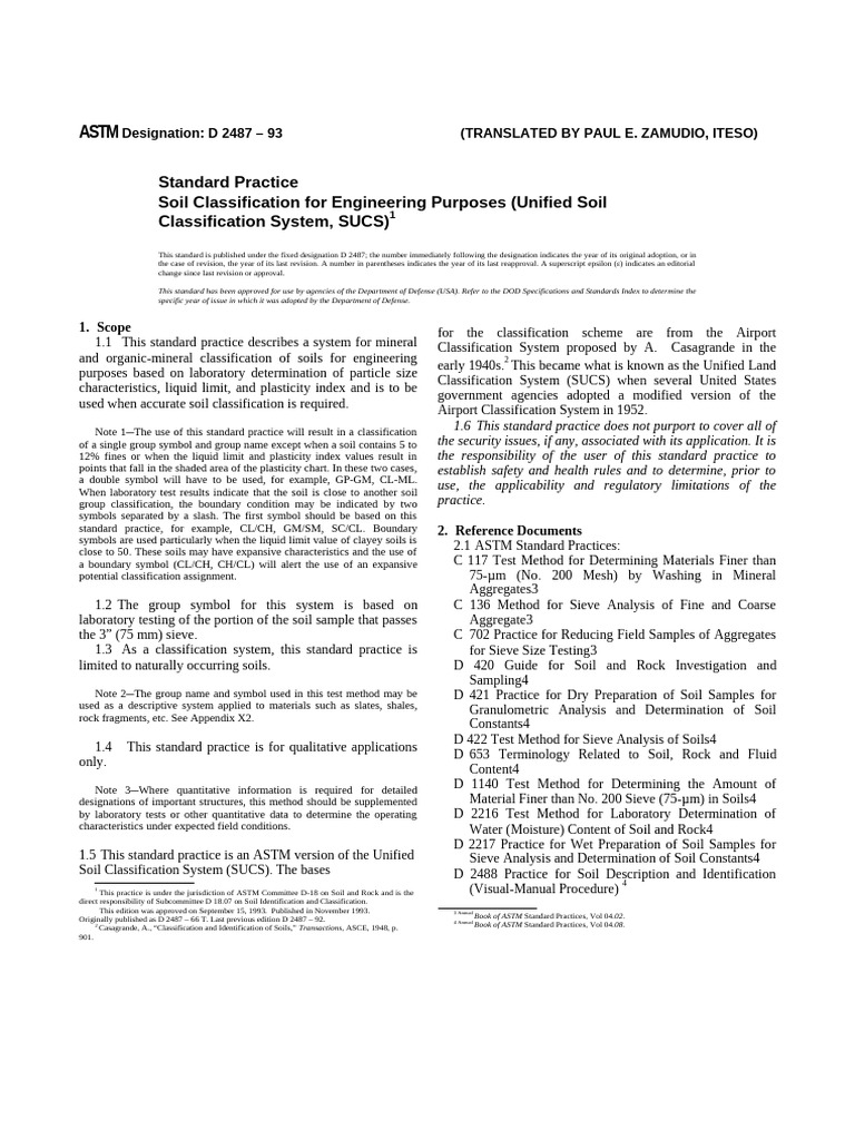 ASTM D 2487-93 Translation | PDF | Soil | Natural Materials