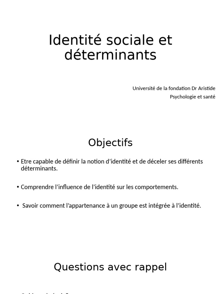 Déterminants de l'identité sociale | PDF | Identité (Science sociale ...
