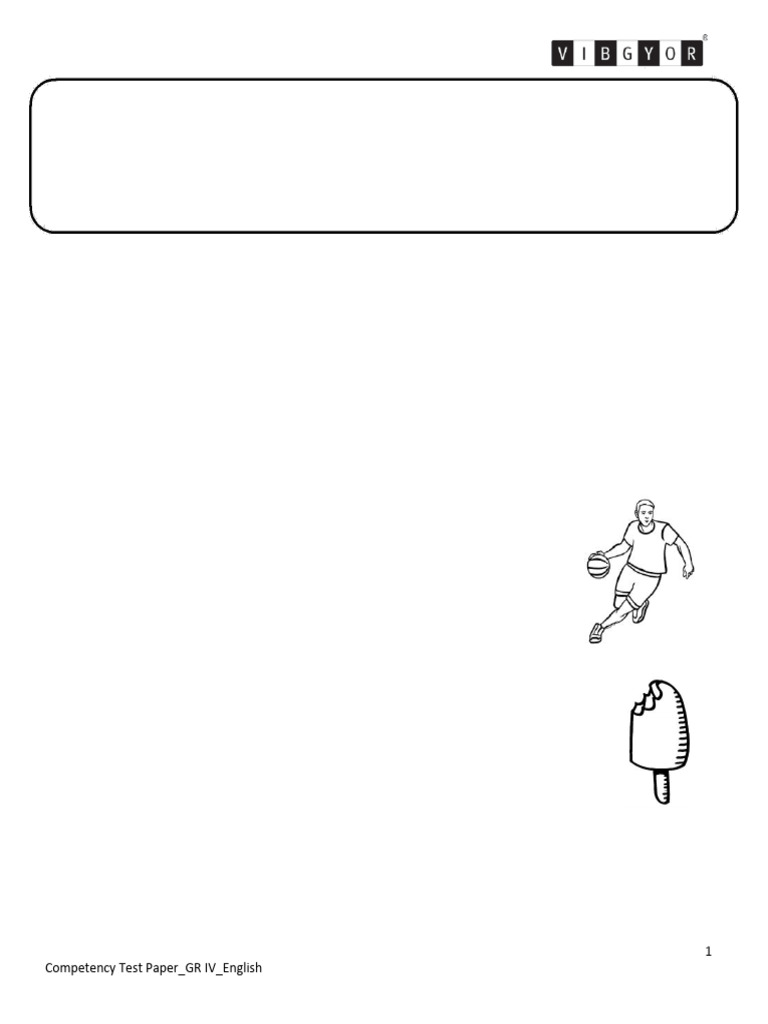 Grade 4 - CBSE - English - Question Paper-1503906997 | PDF | Linguistics