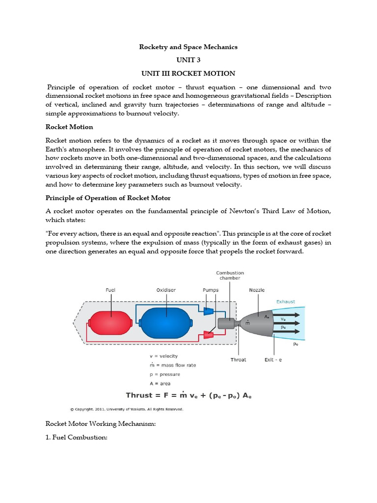 UNIT 3 Rocketry and Space Mechanics | PDF | Rocket | Rocket Engine