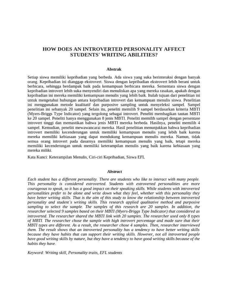Introverted Personality and Writing Skills | PDF | Extraversion And ...