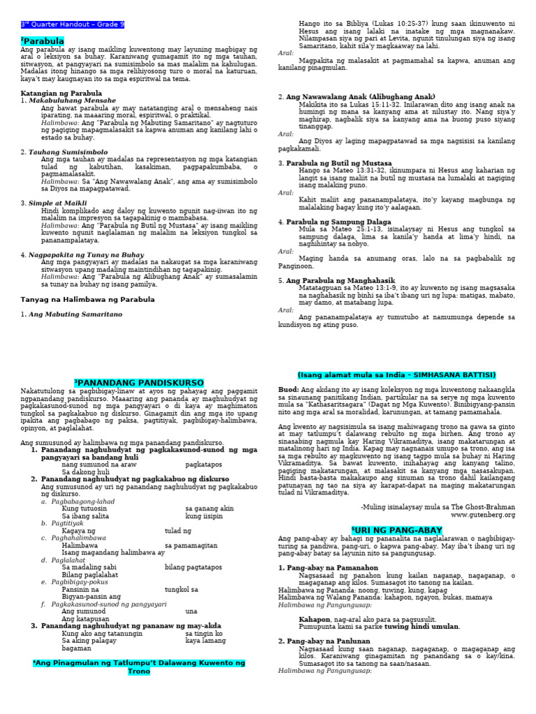 G9 Handout 3rd | PDF