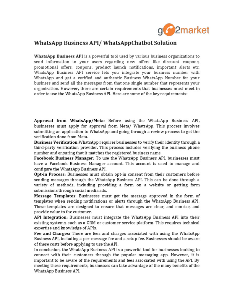 Whatsapp Business API Proposal - 19 Dec | PDF | Computing | Information ...