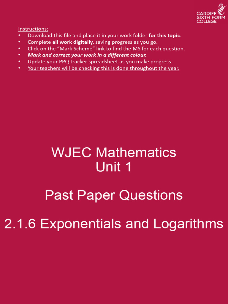 WJEC Maths Past Paper Instructions | PDF