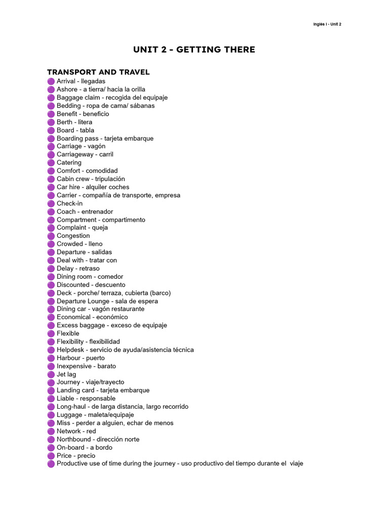 Unit 2 - Getting There | PDF | Infraestructura vial | Transporte