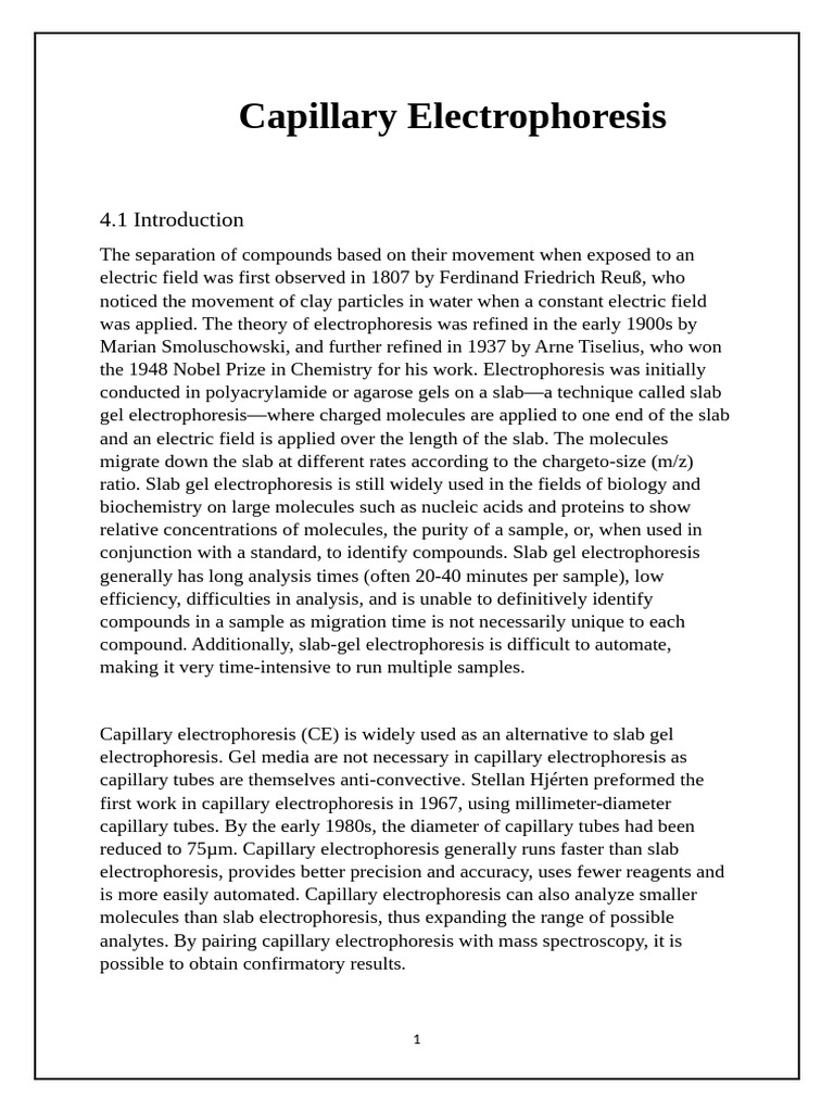Capillary Electrophoresis | PDF | Gel Electrophoresis | Capillary ...