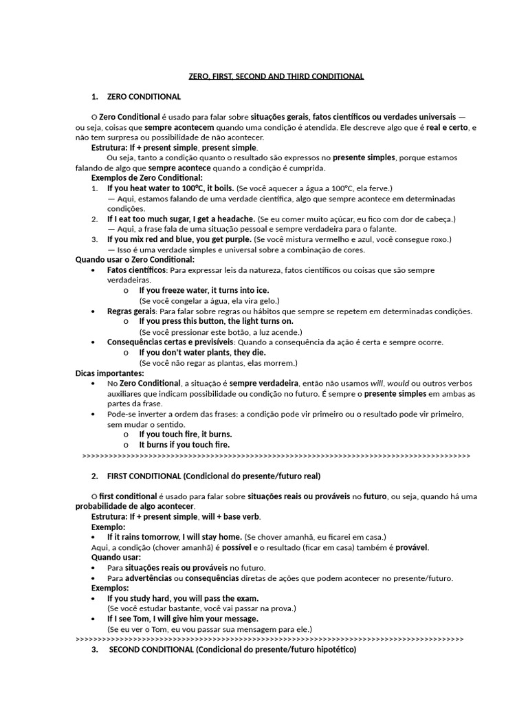 Zero First Second And Third Conditional Pdf 6660