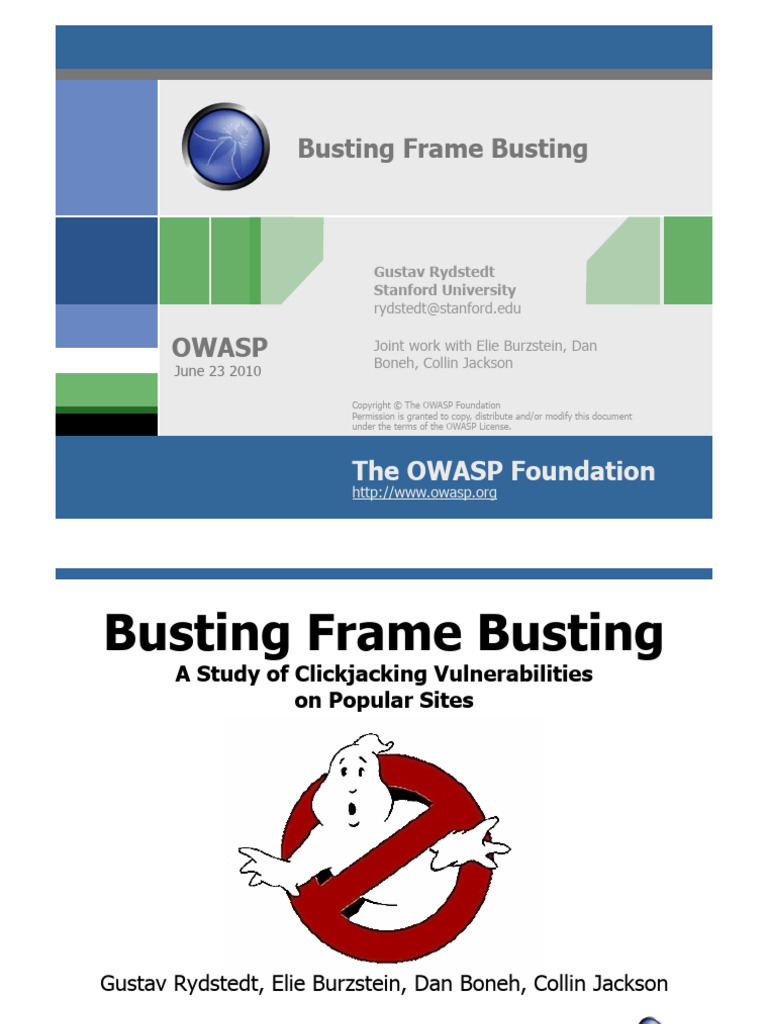 OWASP AppSec Research 2010 Busting Frame Busting by Rydstedt | PDF ...