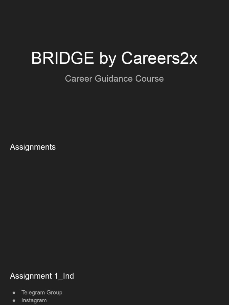 Bridge - Session 1 - Test Links - Assignments - v1.0 | PDF | Learning
