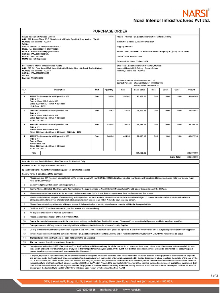 Samrat Plywood Com. Ply Po - 27584 | PDF | Taxes | Payments
