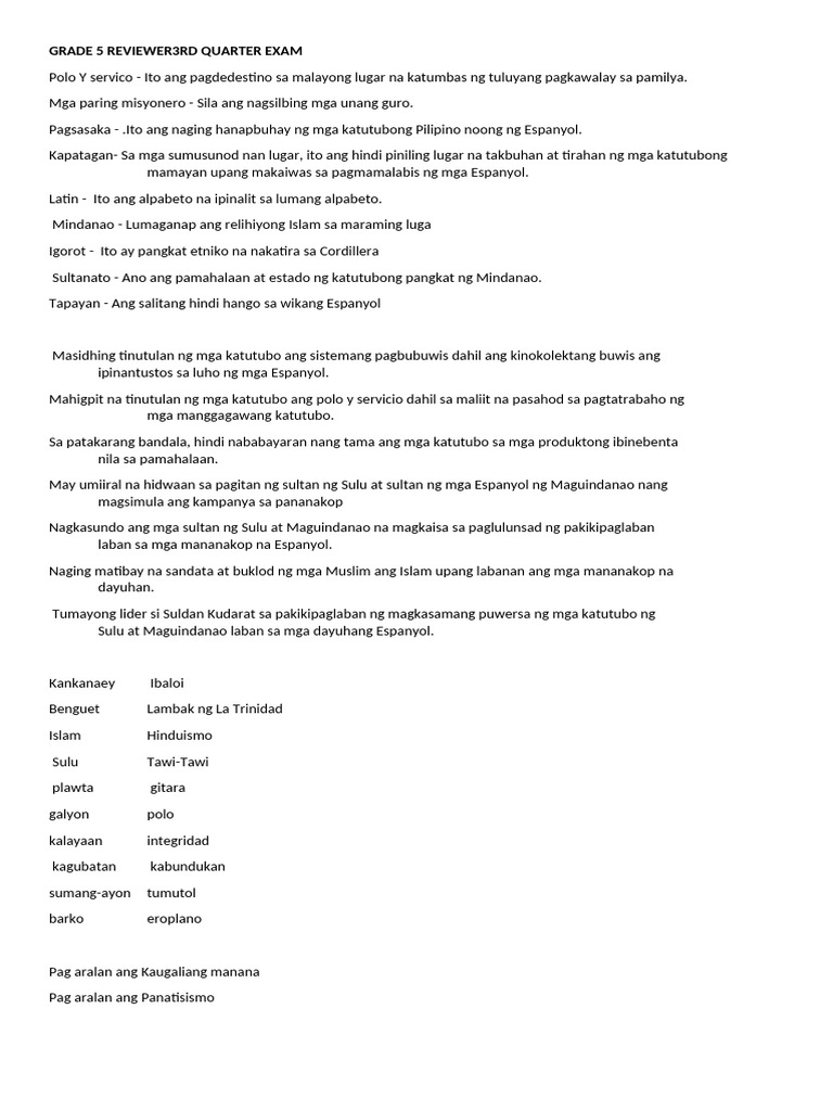 Grade 5 Ap 3RD Quarter Reviewer | PDF
