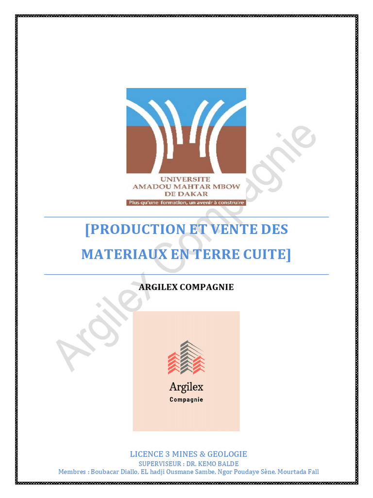 Projet Argilex : Matériaux Écologiques | PDF | Commercialisation ...