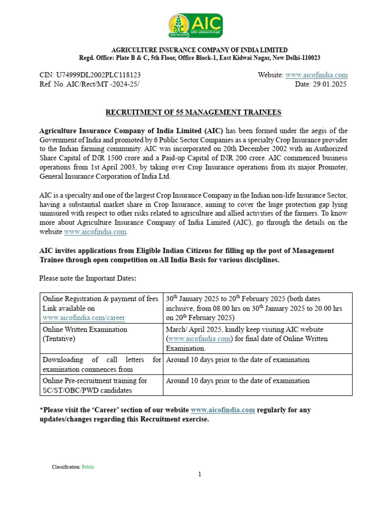 AIC Management Trainee Recruitment 2025 | PDF | Identity Document ...