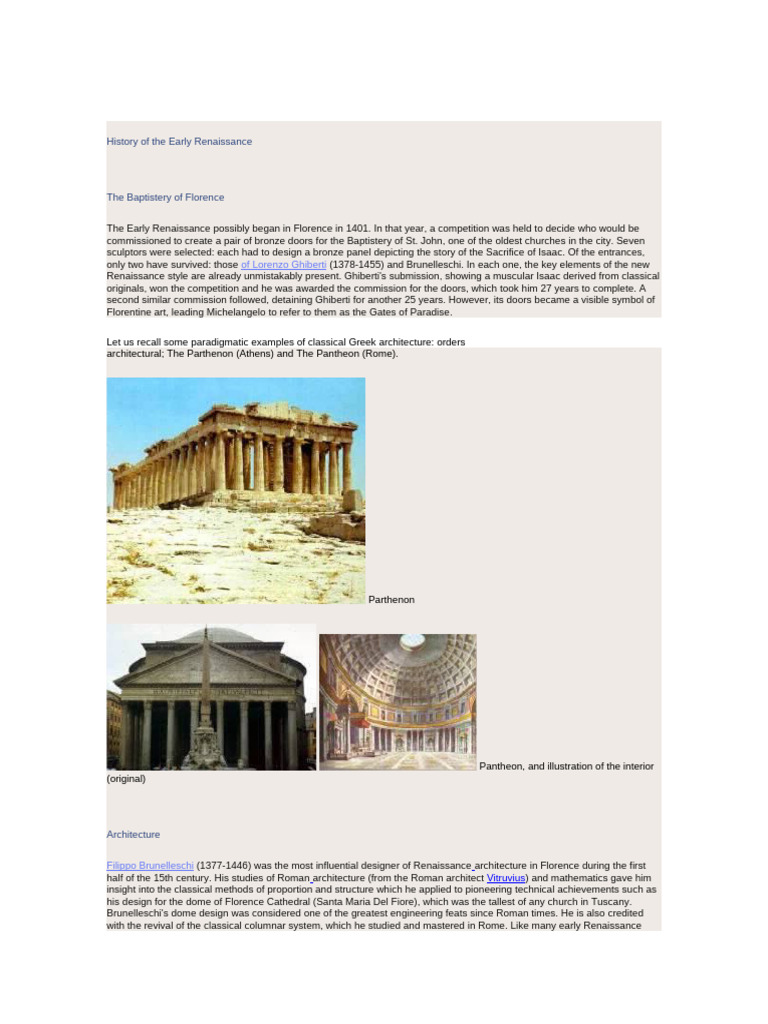 History of The Early Renaissance | PDF | Renaissance Art | Renaissance