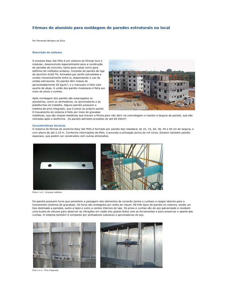02. Fôrmas de alumínio para paredes de concreto (Téchne, 2010) | PDF | Concreto | Desperdício