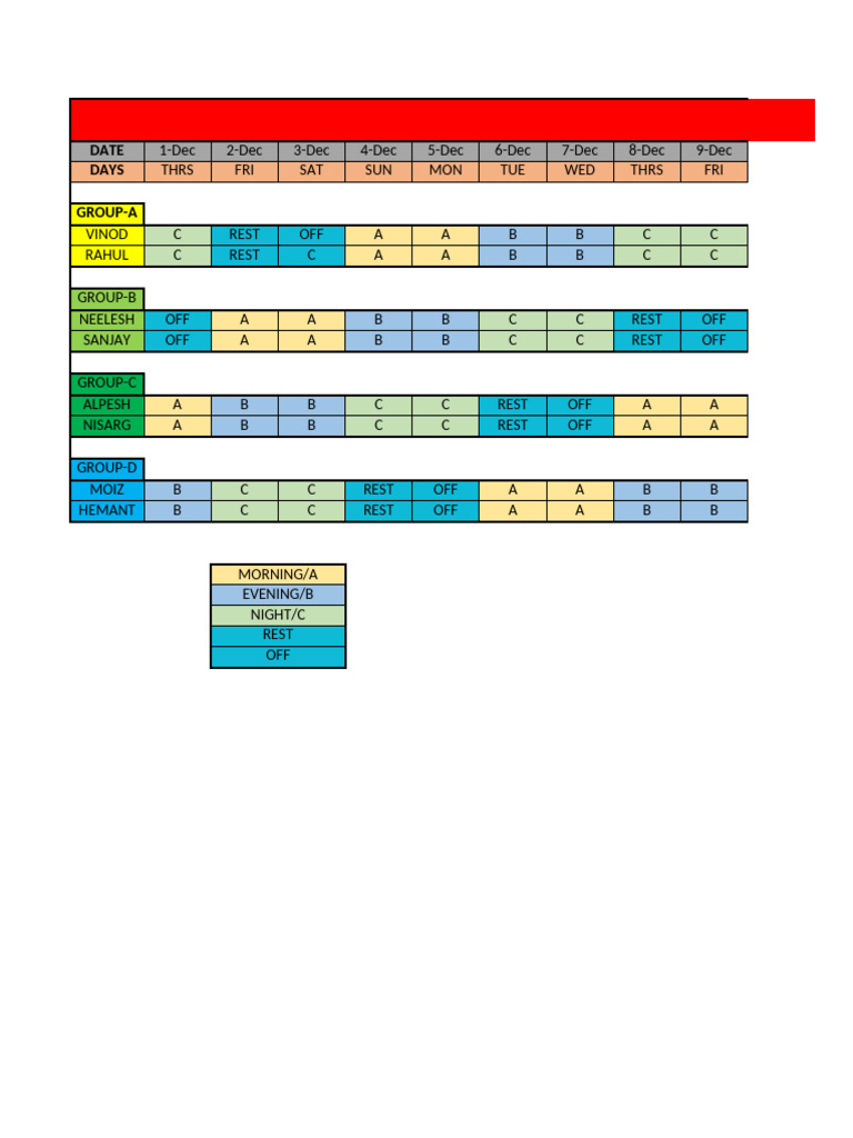 Shift Roaster For December | PDF
